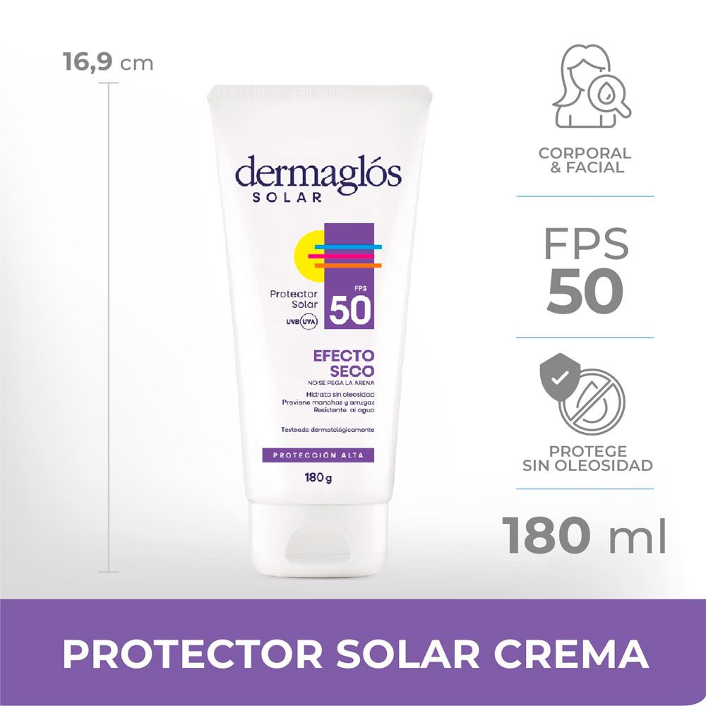 DERMAGLÓS SOLAR F50 EFECTO SECO x 180 - Farmacia del Siglo